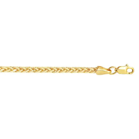 2.7mm Wide Textured Lite Round Wheat Chain In 14K Yellow Gold ...